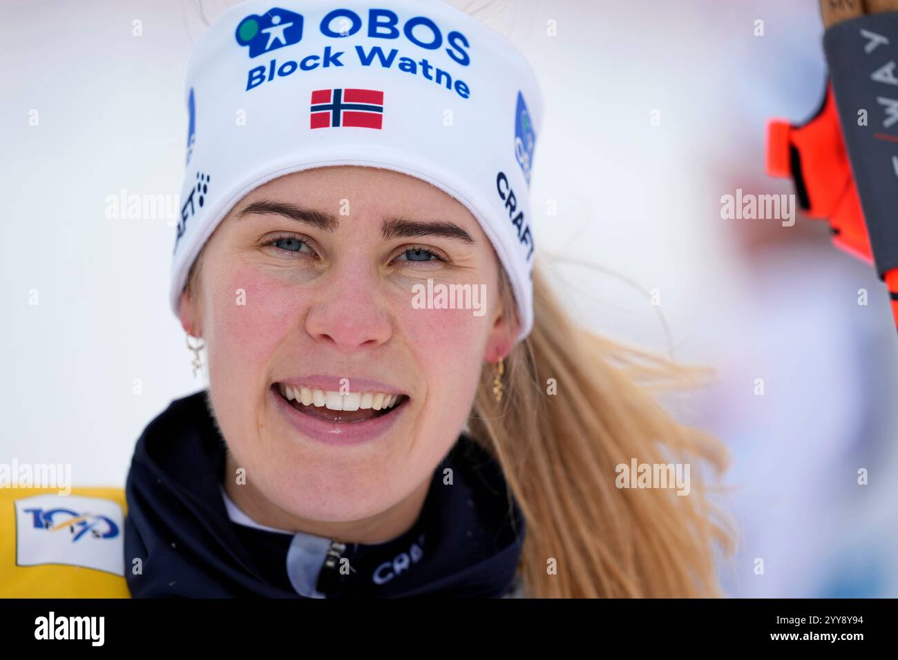Ida Marie Hagen, of Norway, smiles after completing the cross-country ...
