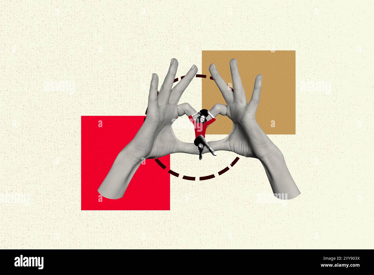 Sketch design trend artwork poster 3D photo collage of sign body ...