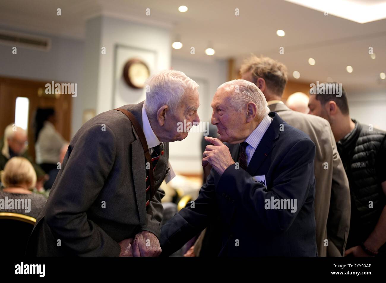 Normandy veteran Mervyn Kersh, with fellow veteran Henry Rice, during a ...