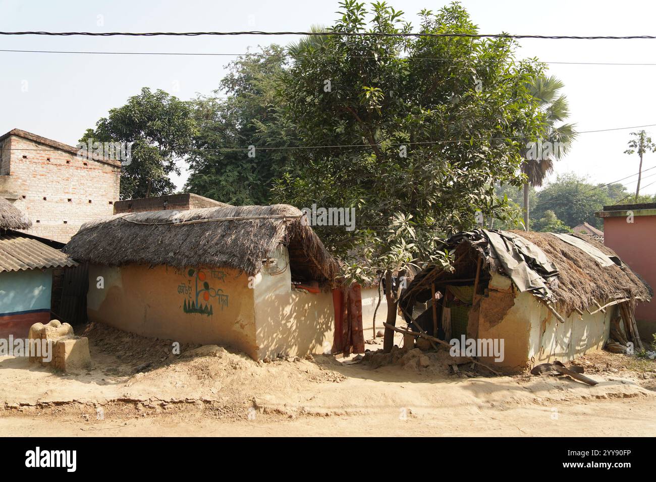 Thatched hut of a Santal village. Birbhum, West Bengal, India Stock ...