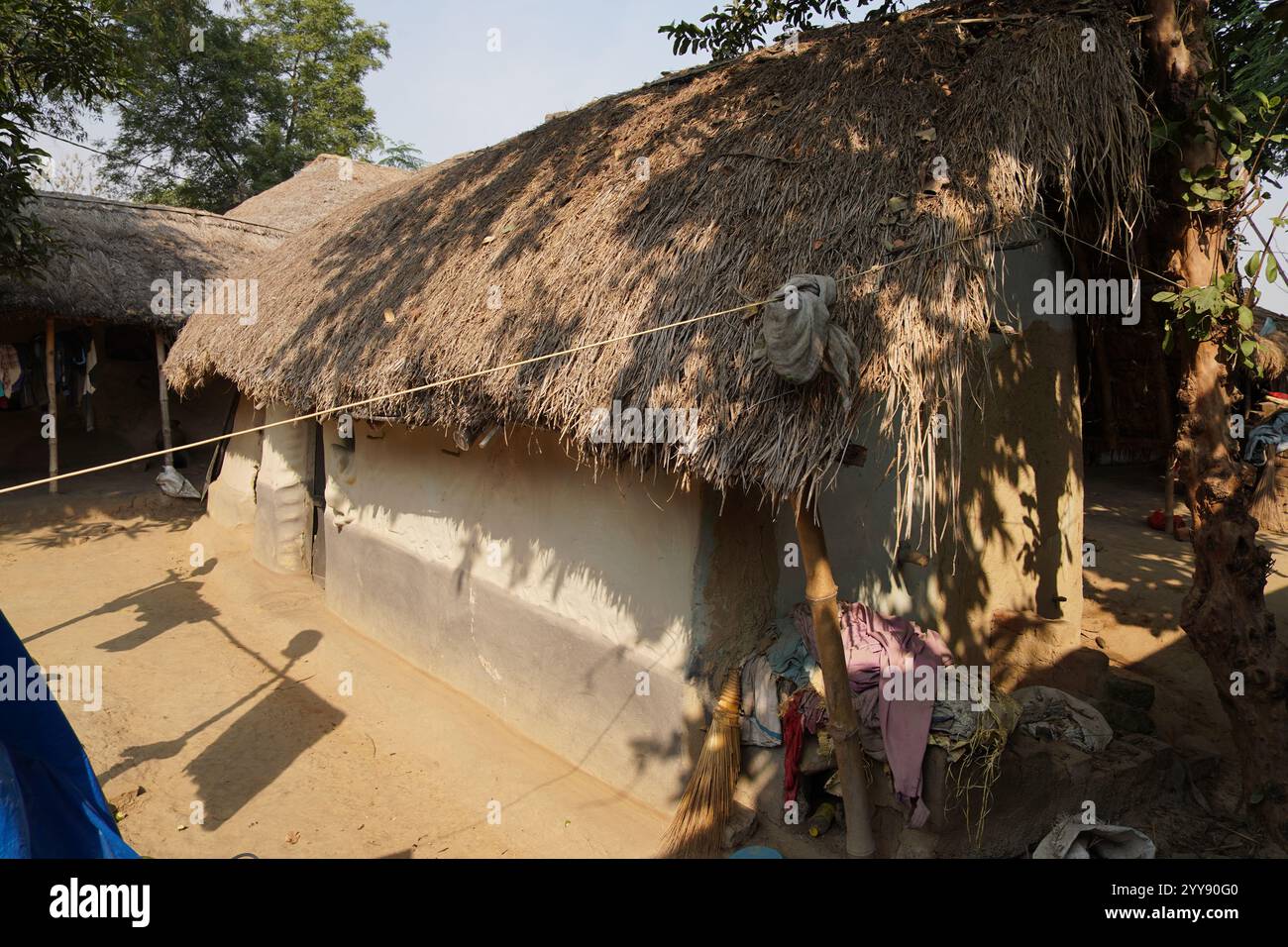 Thatched hut of a Santal village. Birbhum, West Bengal, India Stock ...