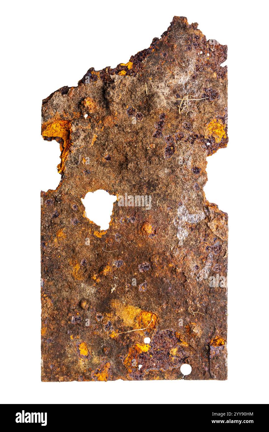 Old piece of rusty iron isolated on white background. Rusty metal ...