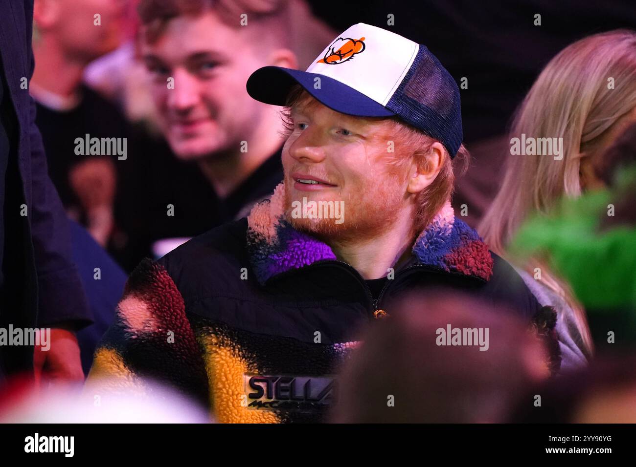 Singer songwriter Ed Sheeran watches the action during day six of the ...