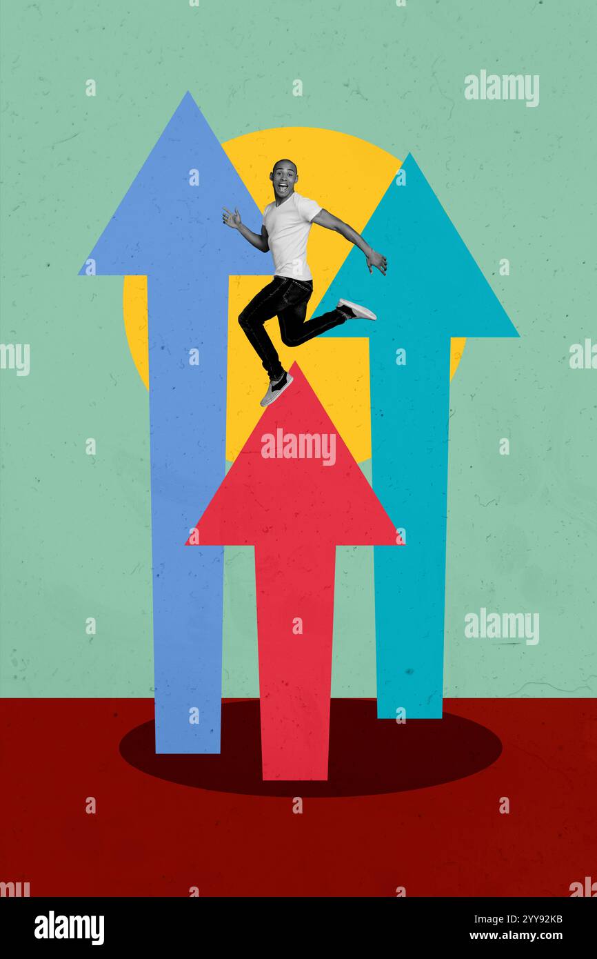 3D collage trend artwork composite sketch poster of goal success ...