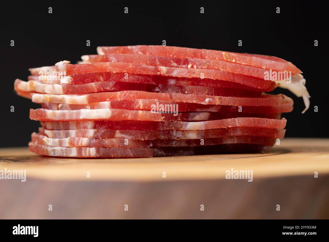 thinly sliced pork ham from a fillet for serving a festive table Stock ...