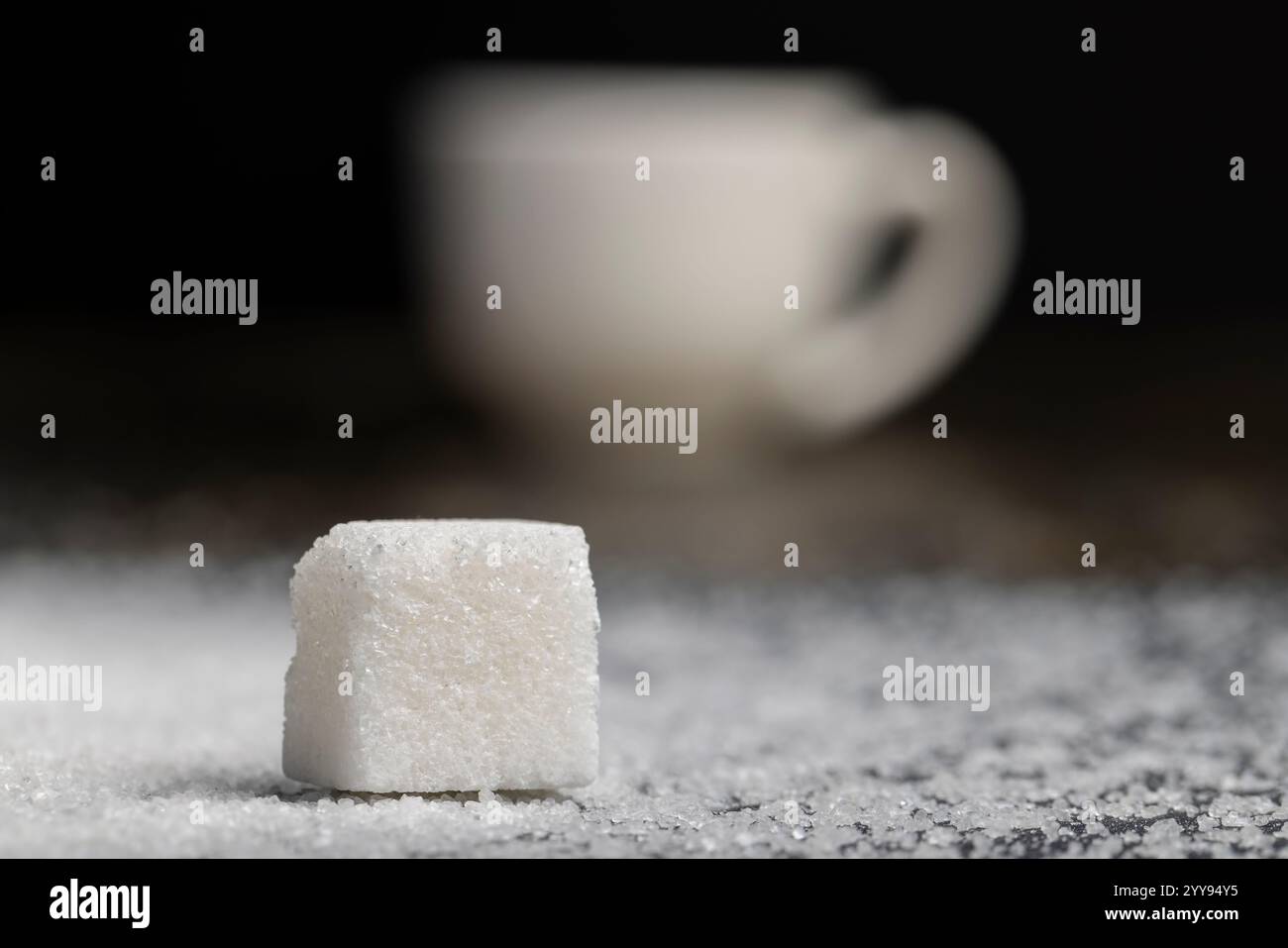 one cube of refined sugar close-up, white sugar and sugar beet Stock ...