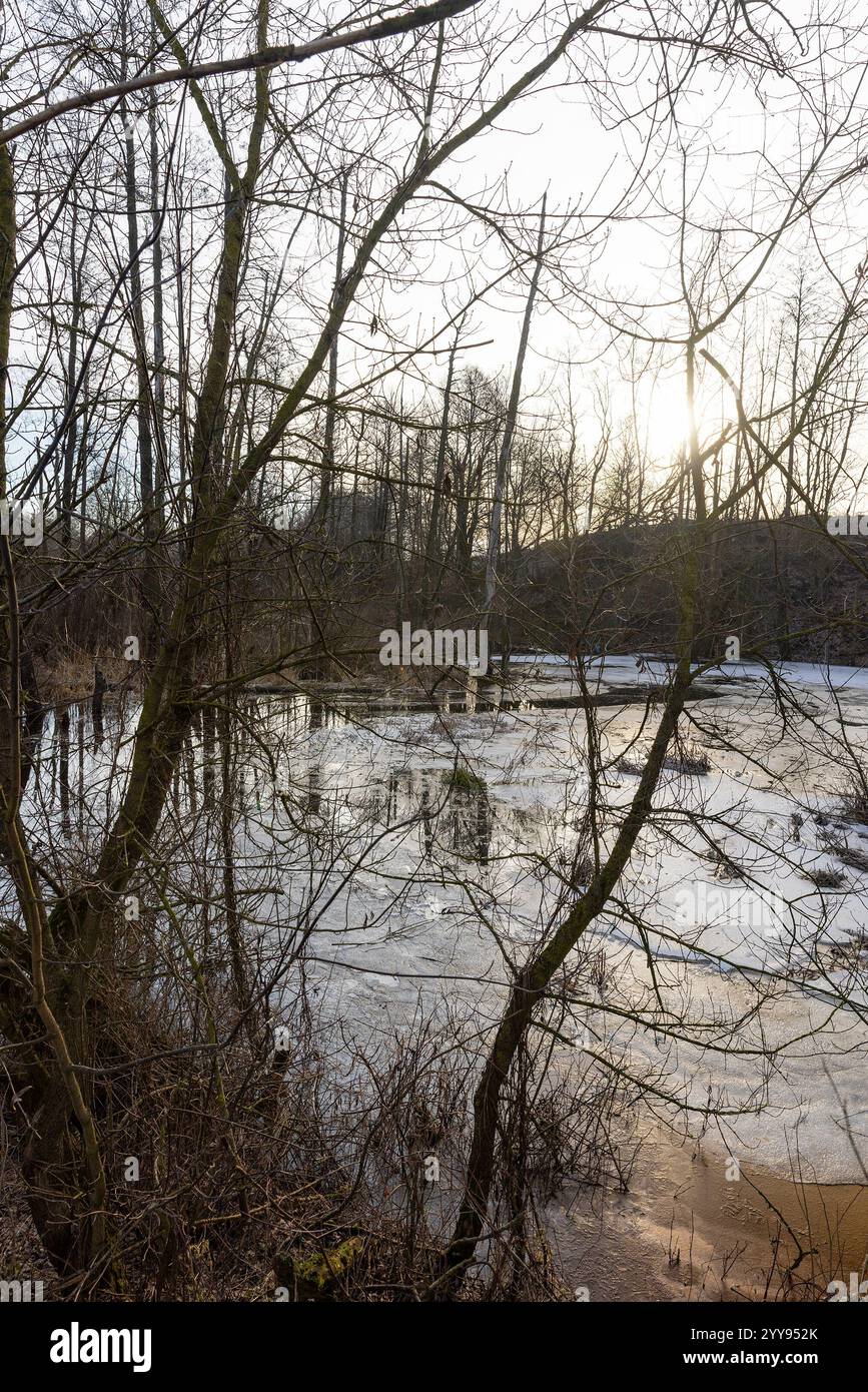 the lake in the winter season, February is a snowless winter and the ...