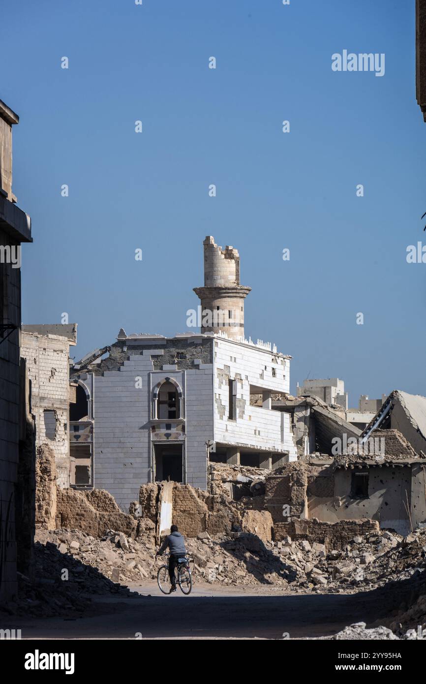 Damascus, Syria. 18th Dec, 2024. General views of Jobar suburb, totally ...