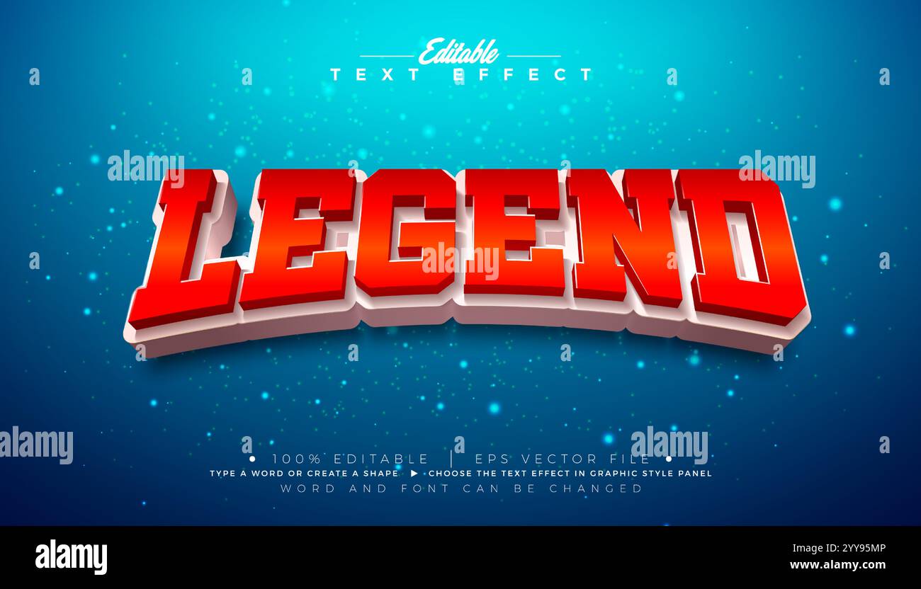 Legend 3D Text Effect Design Editable and Scalable Vector Graphic Style Effect with Shadow and ...