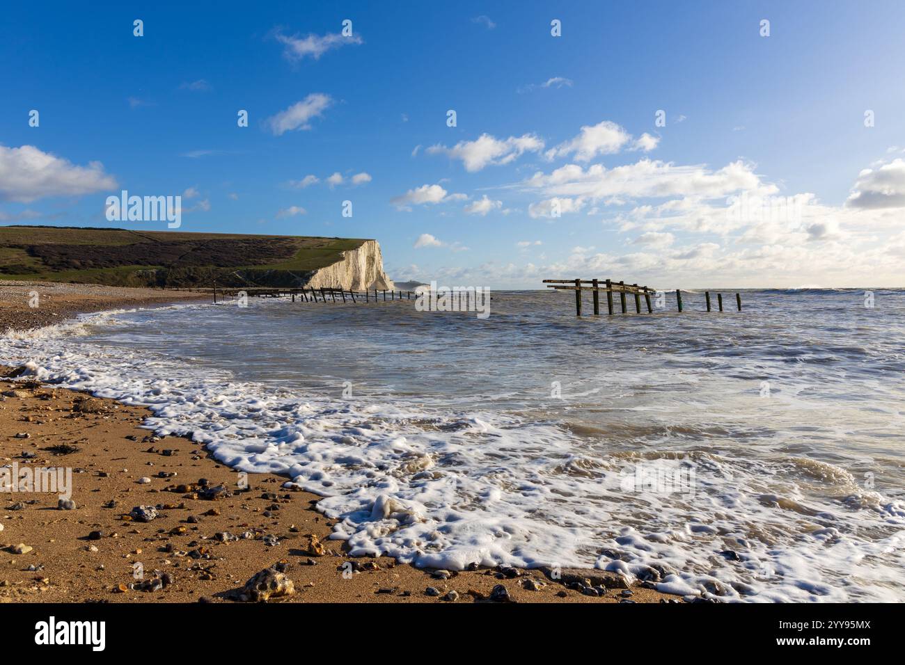 Cuckmere Haven beach and the Seven sisters Chalk cliffs in East Sussex, UK Stock Photo - Alamy