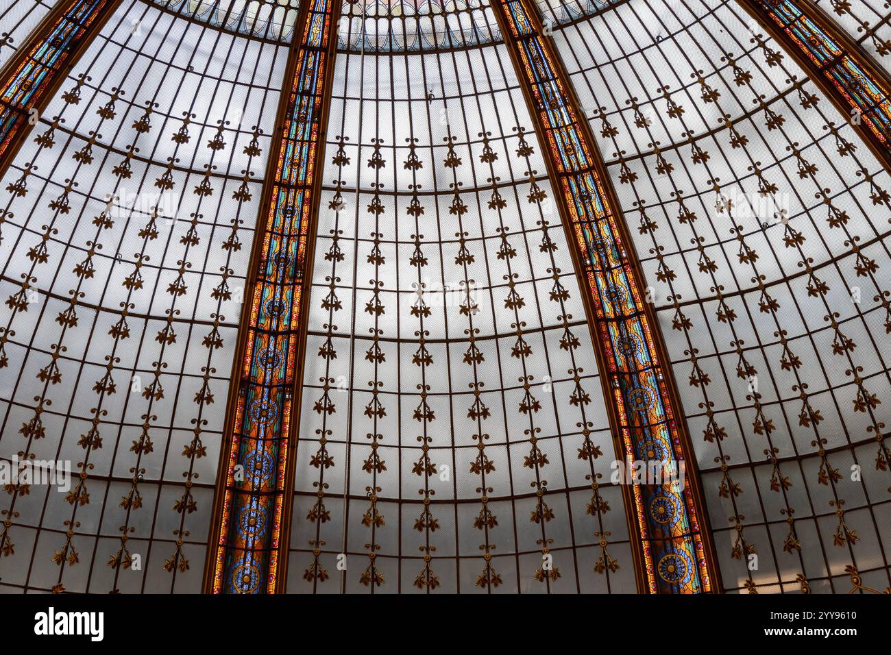Experience a stunning view of an exquisite stained glass dome ...