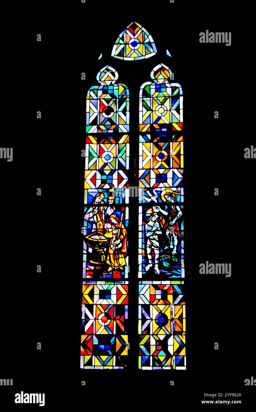 Stained-glass window from the Sainte-Croix church in Kaysersberg ...