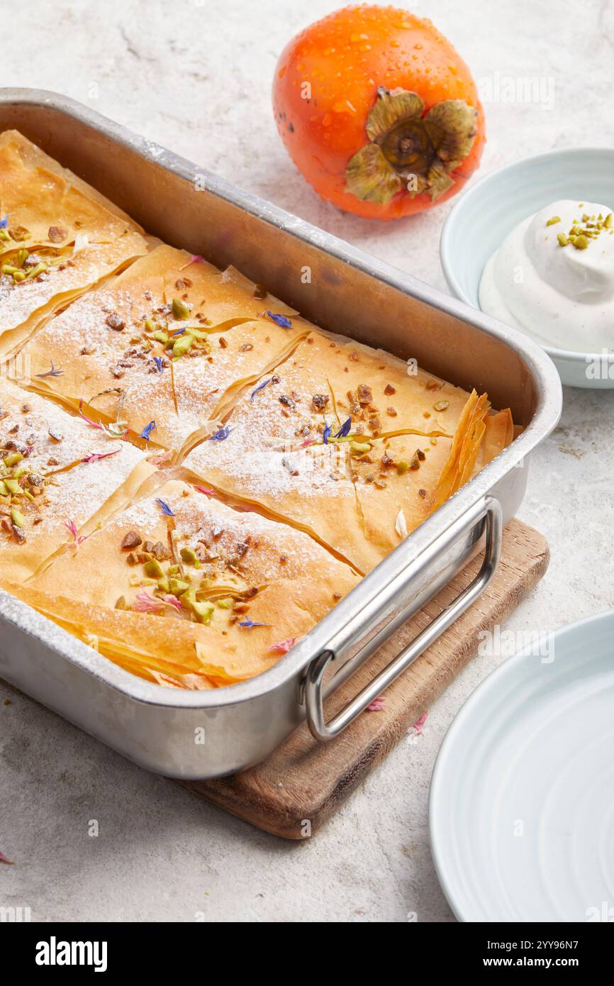 Fruit filled Filo Pastry Dessert Stock Photo - Alamy