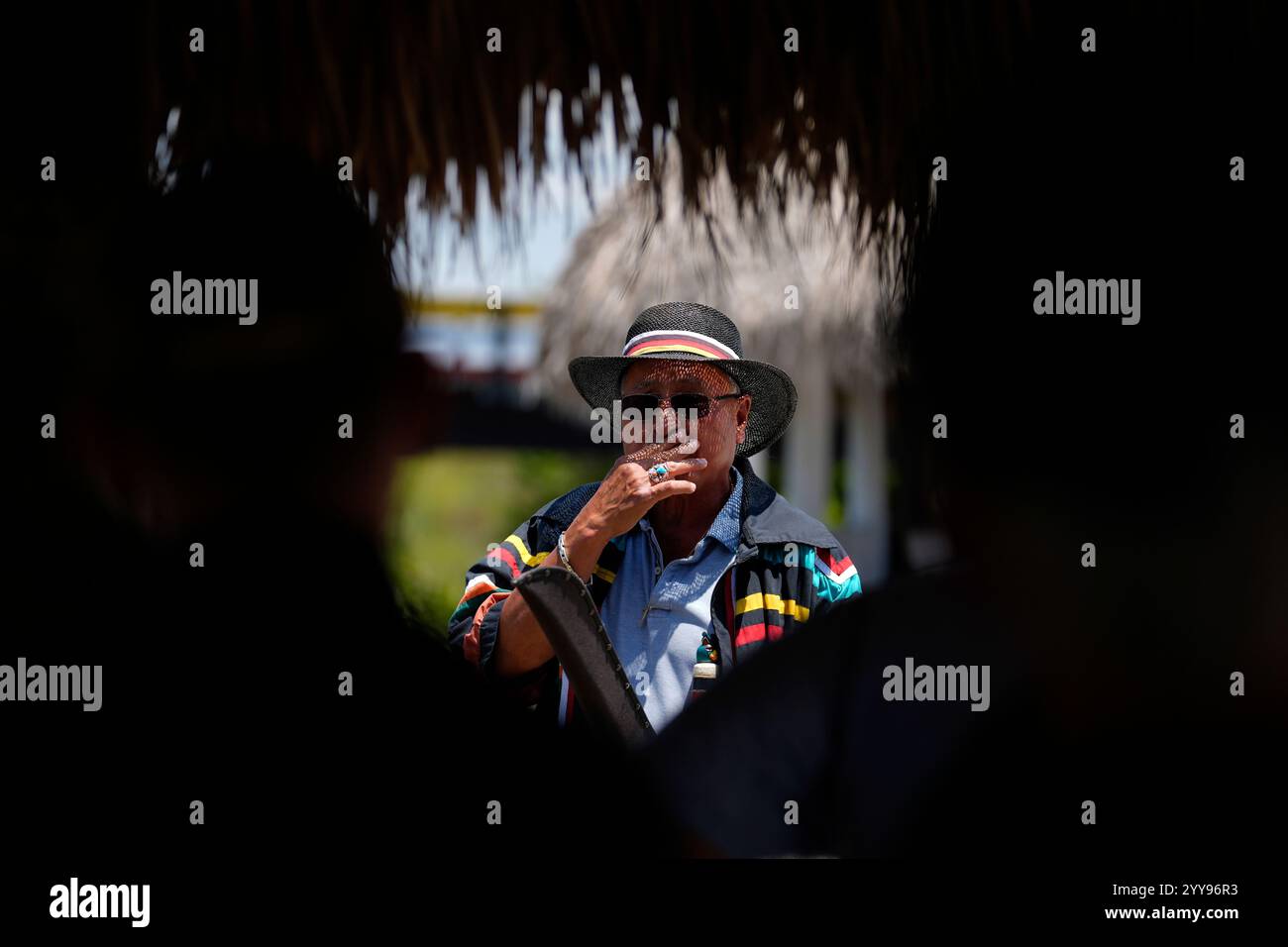 Miccosukee Tribal elder Michael Frank speaks to members of a task force ...