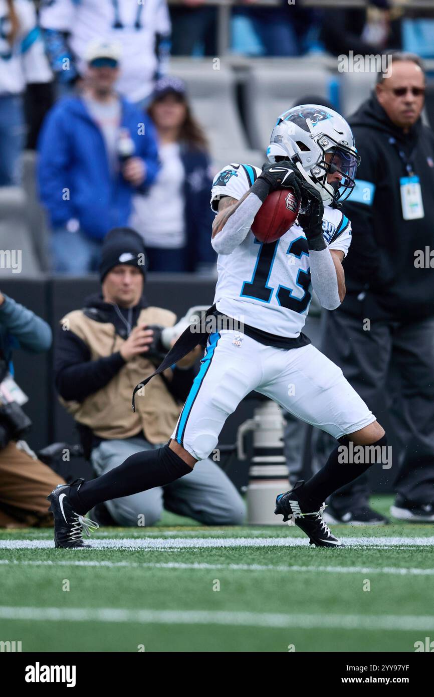 Carolina Panthers wide receiver Deven Thompkins (13) receives a kick ...