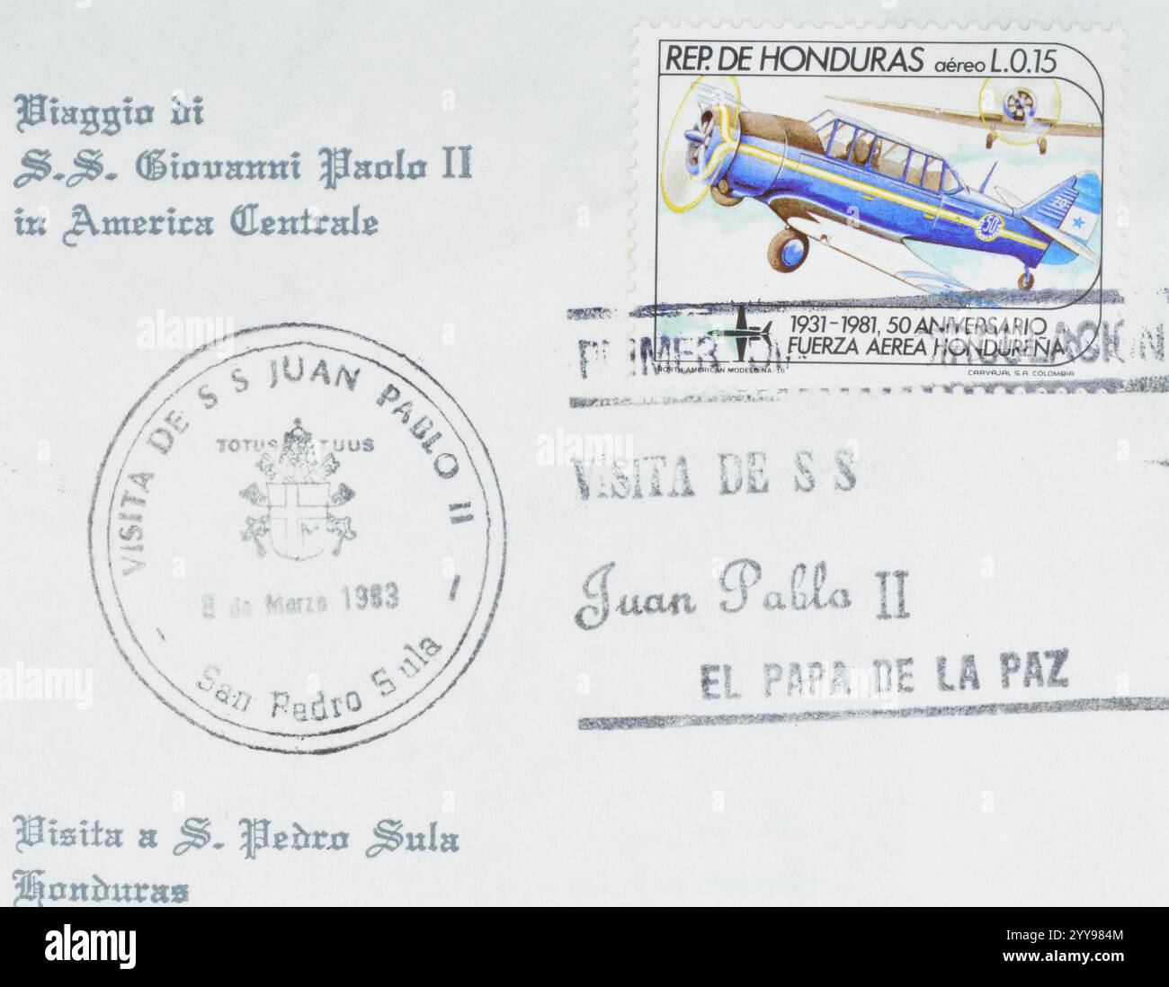 Cancelled postage stamp printed by Honduras, that shows North American ...