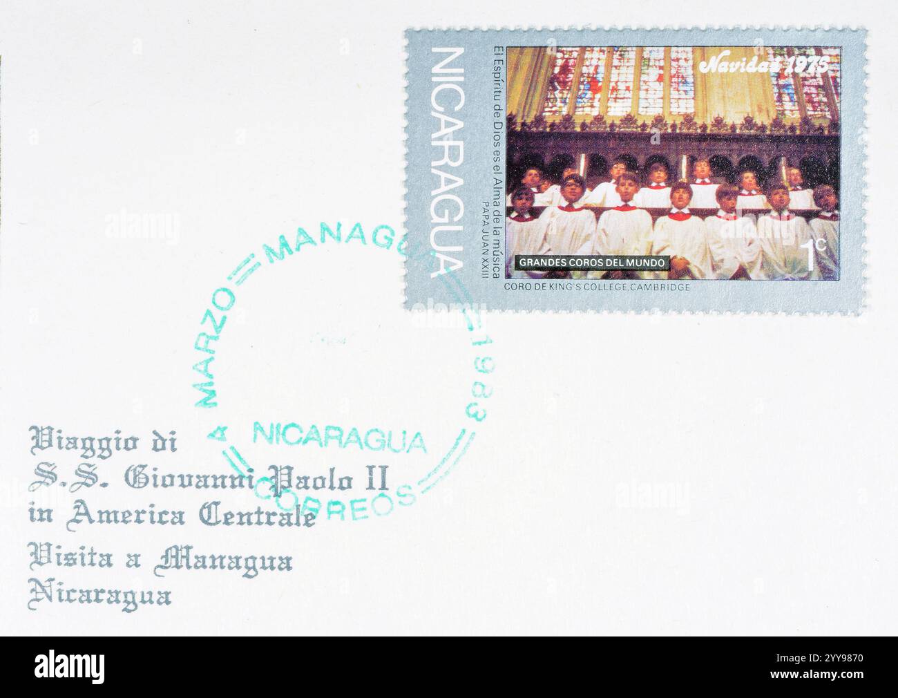Cancelled postage stamp printed by Nicaragua, that shows Chorus of King ...