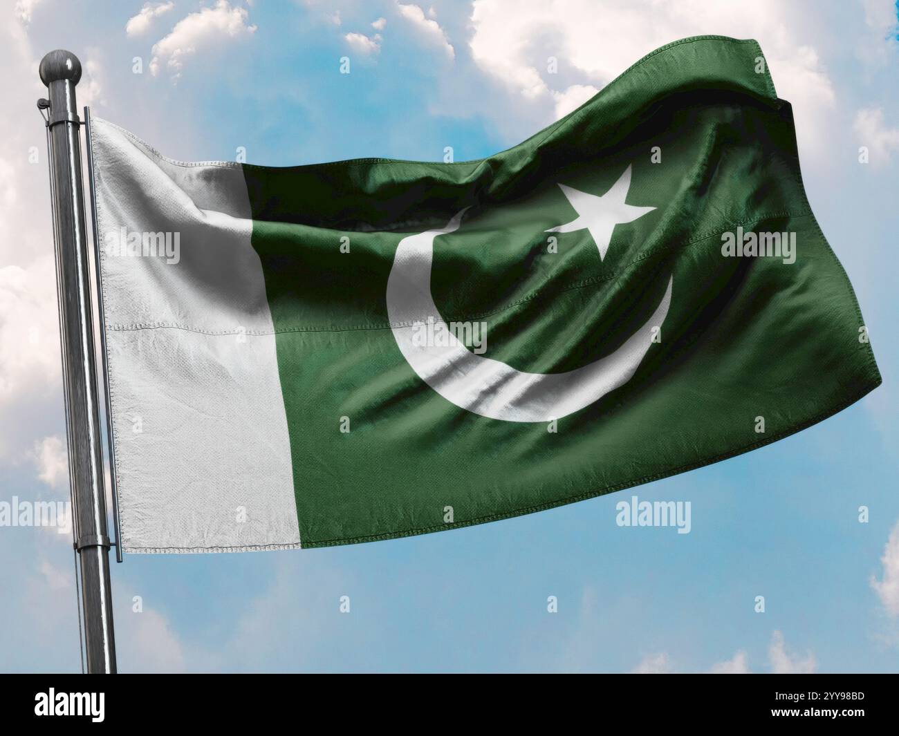 Symbol of Unity and Strength in the Sky. 3d illustration of Pakistan ...