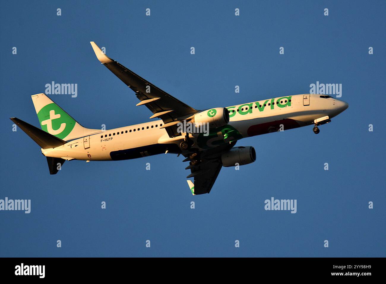 View of a Transavia Airlines plane arriving at Marseille Provence ...