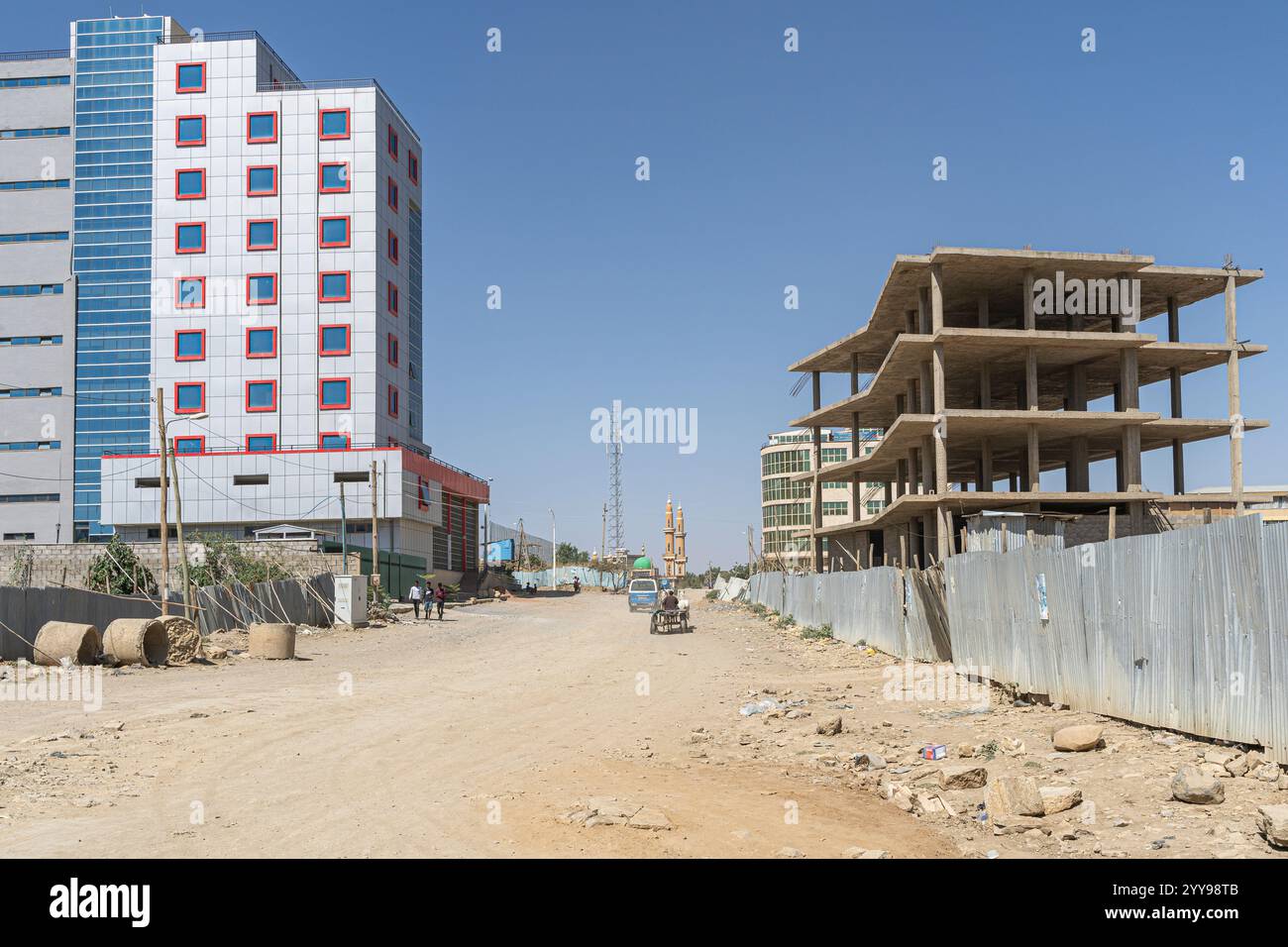 Construction of many modern high rise buildings in Addis Ababa ...