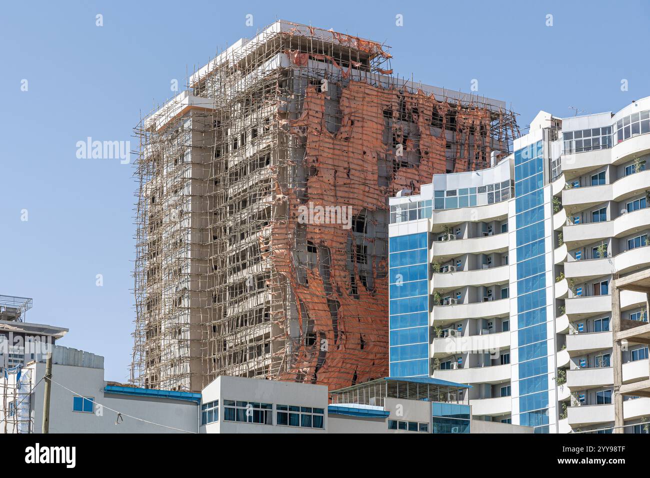 Construction of many modern high rise buildings in Addis Ababa ...