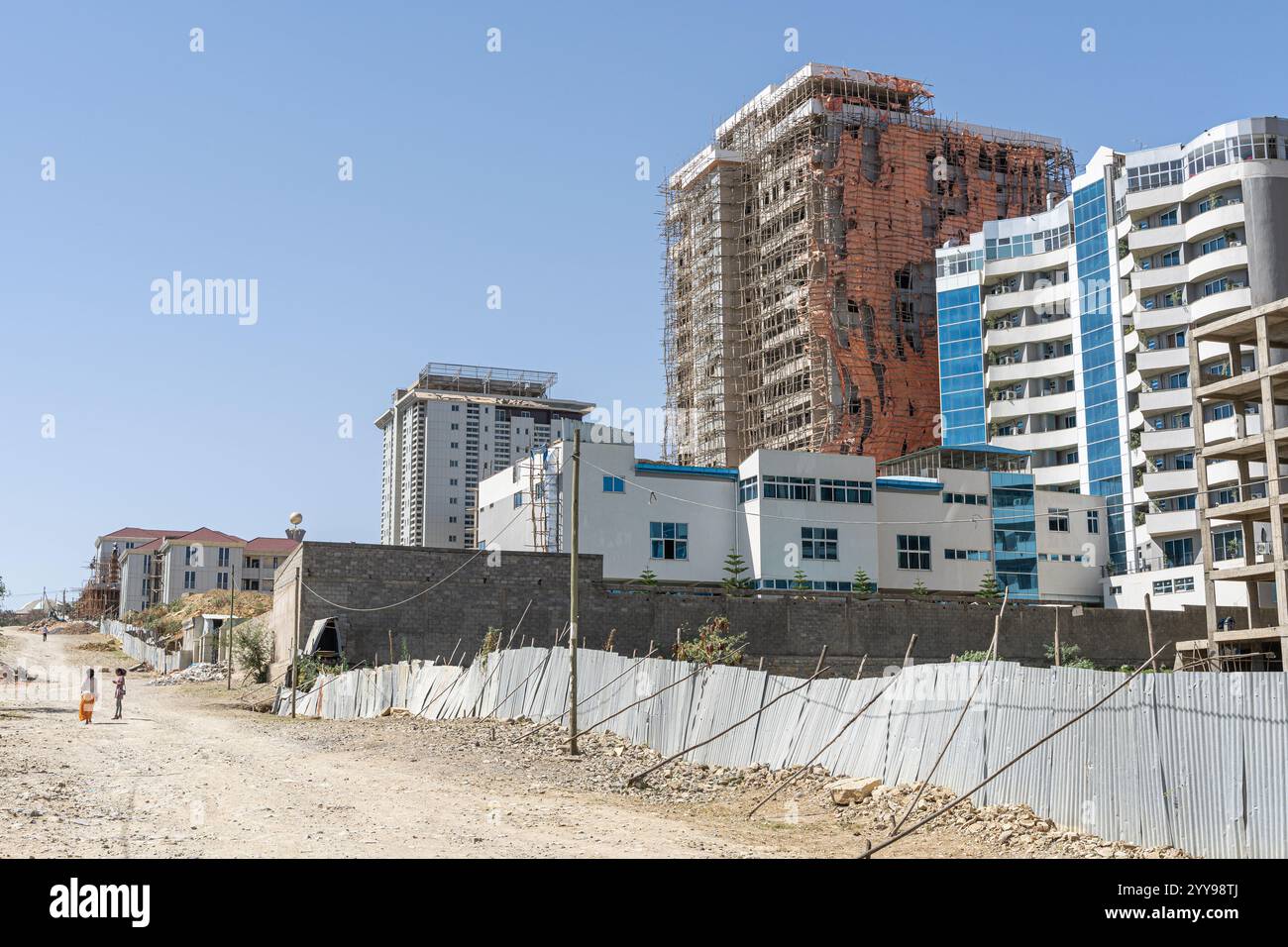 Construction of many modern high rise buildings in Addis Ababa ...