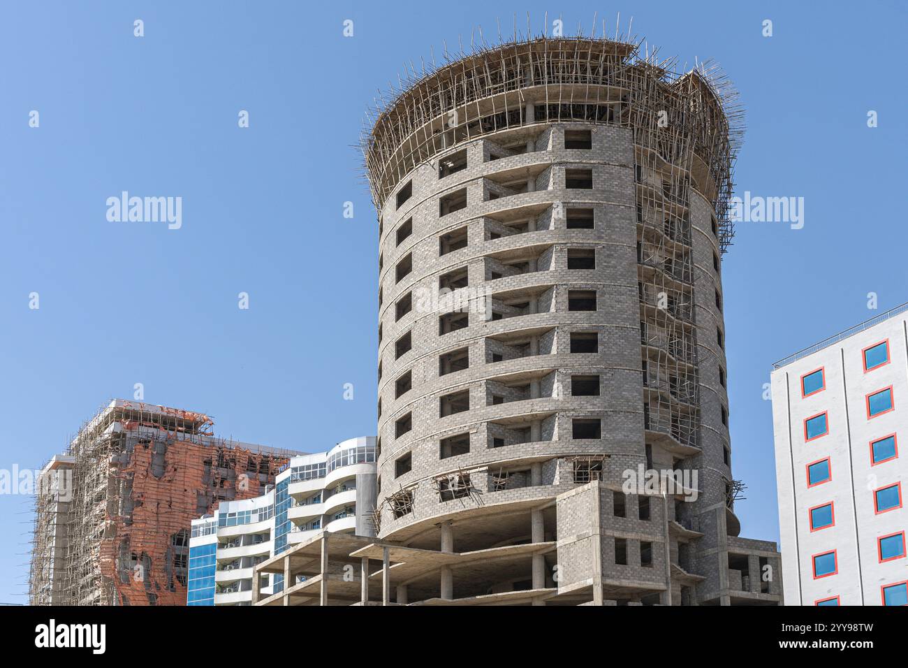 Construction of many modern high rise buildings in Addis Ababa ...