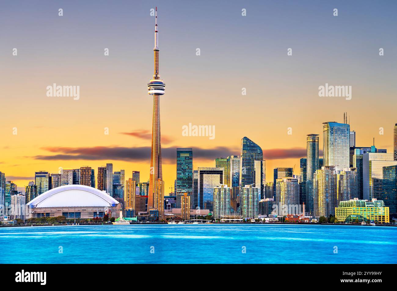 Toronto, Ontario, Canada cityscape on Lake Ontario at dusk Stock Photo ...
