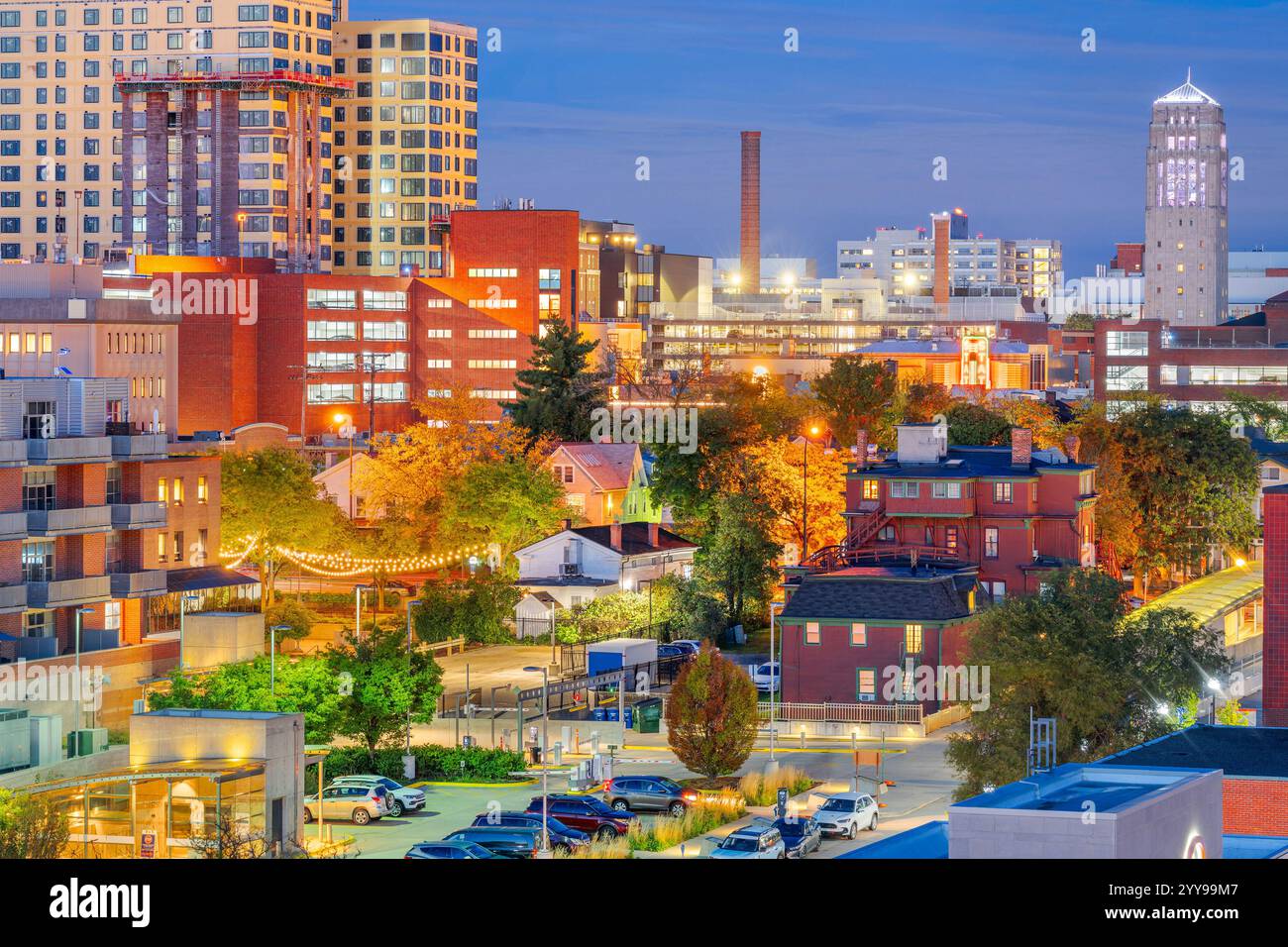 Ann Arbor, Michigan, USA downtown city skyline at night Stock Photo - Alamy
