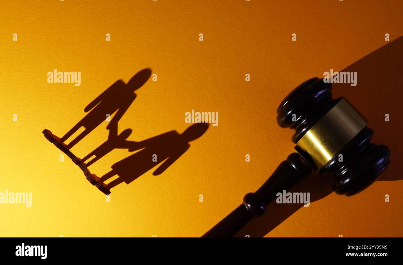 Family symbol with gavel. Symbolizing divorce and custody Stock Photo ...
