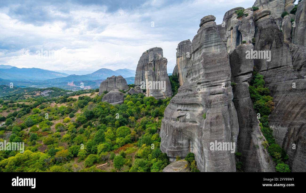 autumn Panoramic view of Meteora Monasteries, Thessaly, Greece Stock ...