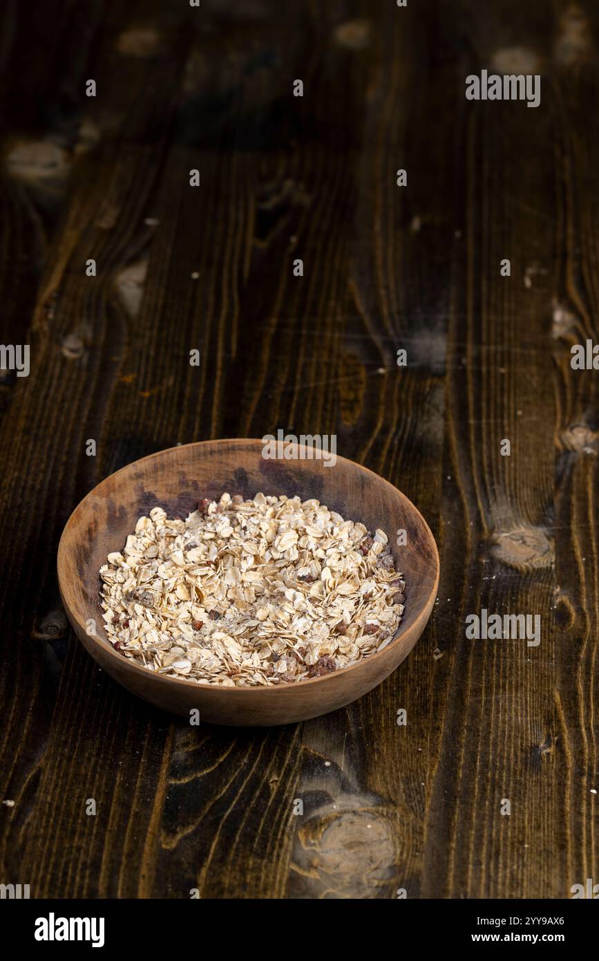 fresh oat flakes with the addition of pieces of dried berries and ...