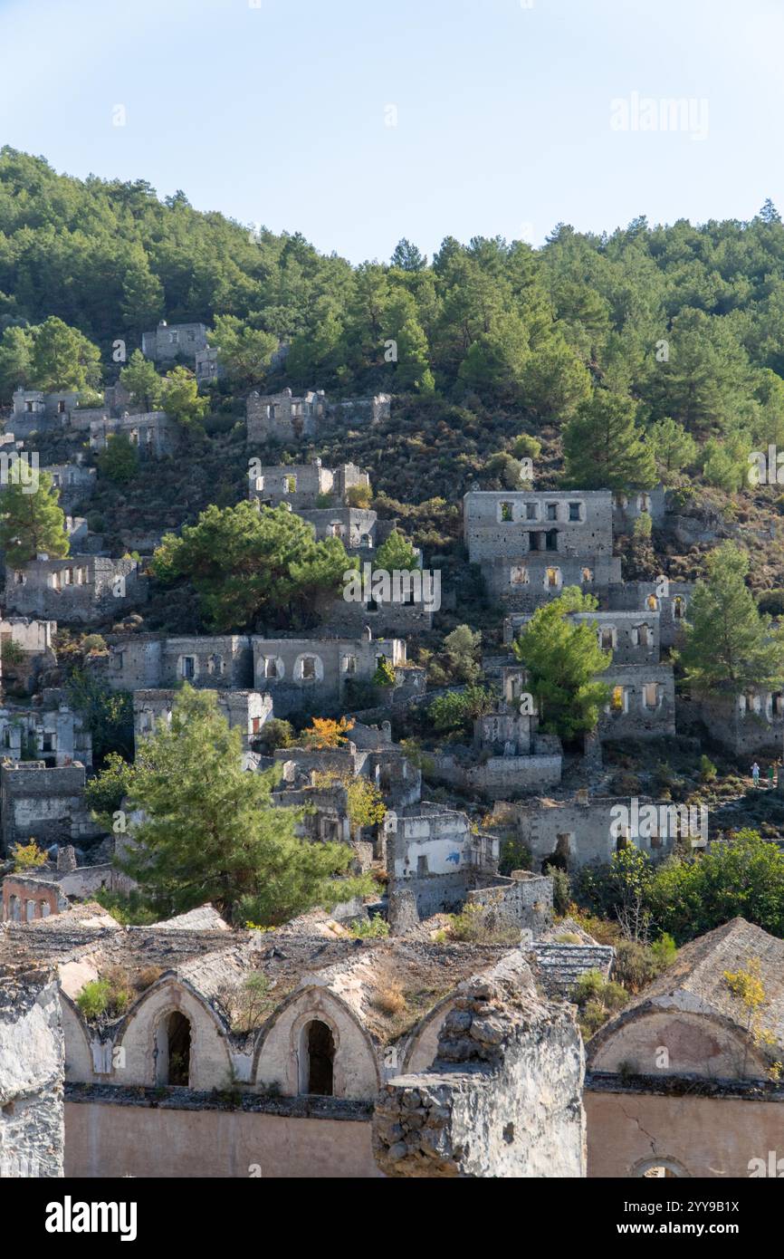 Kayakoy ghost town near Fethiye, Mugla, Turkey. Abandoned Greek village ...
