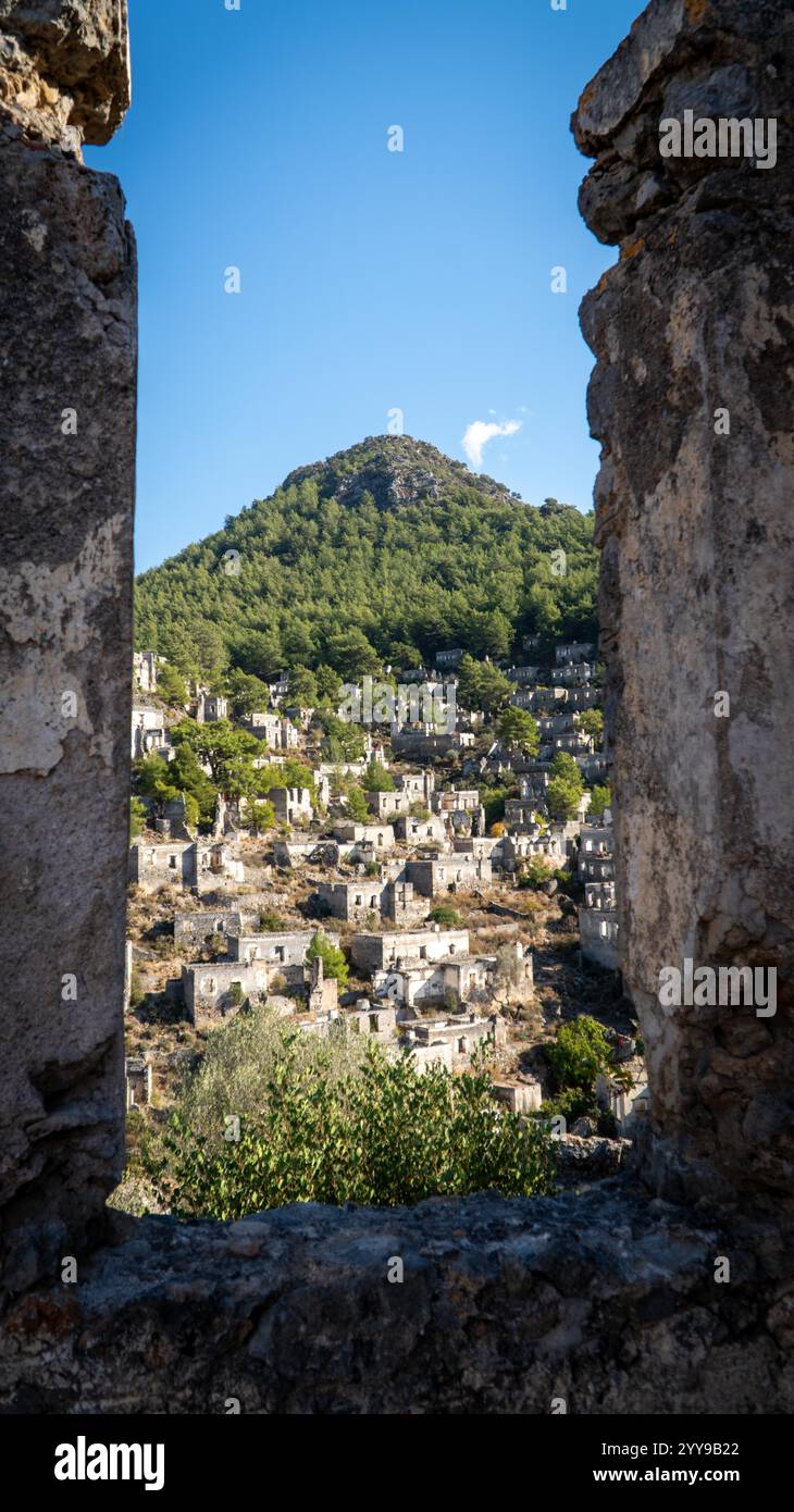 Kayakoy ghost town near Fethiye, Mugla, Turkey. Abandoned Greek village ...