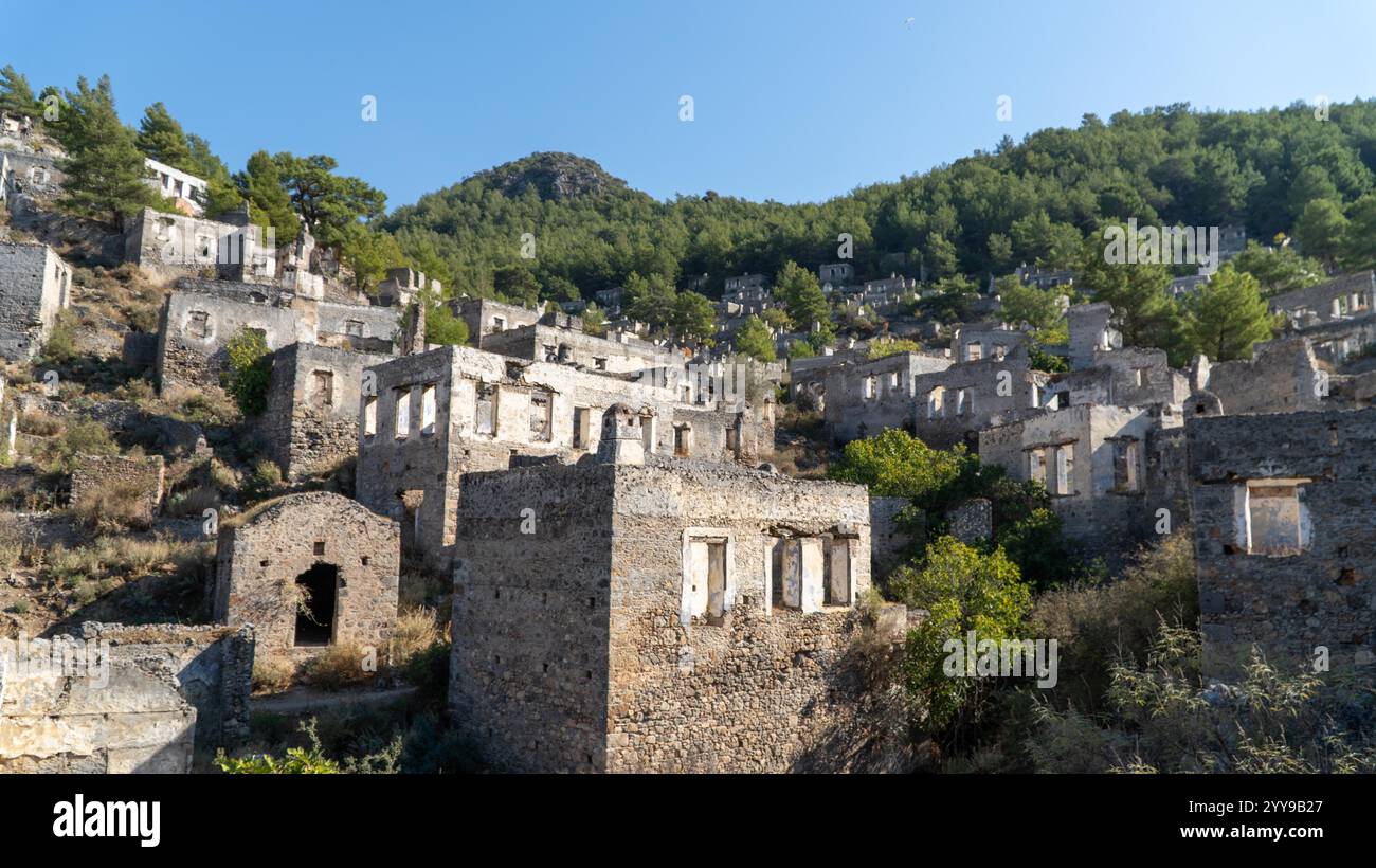 Kayakoy ghost town near Fethiye, Mugla, Turkey. Abandoned Greek village ...