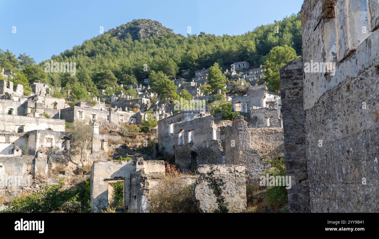 Kayakoy ghost town near Fethiye, Mugla, Turkey. Abandoned Greek village ...