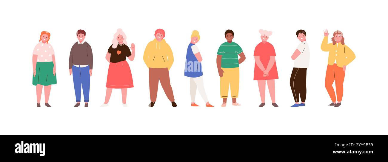 Small smiling happy children girls and boys of different appearance ...