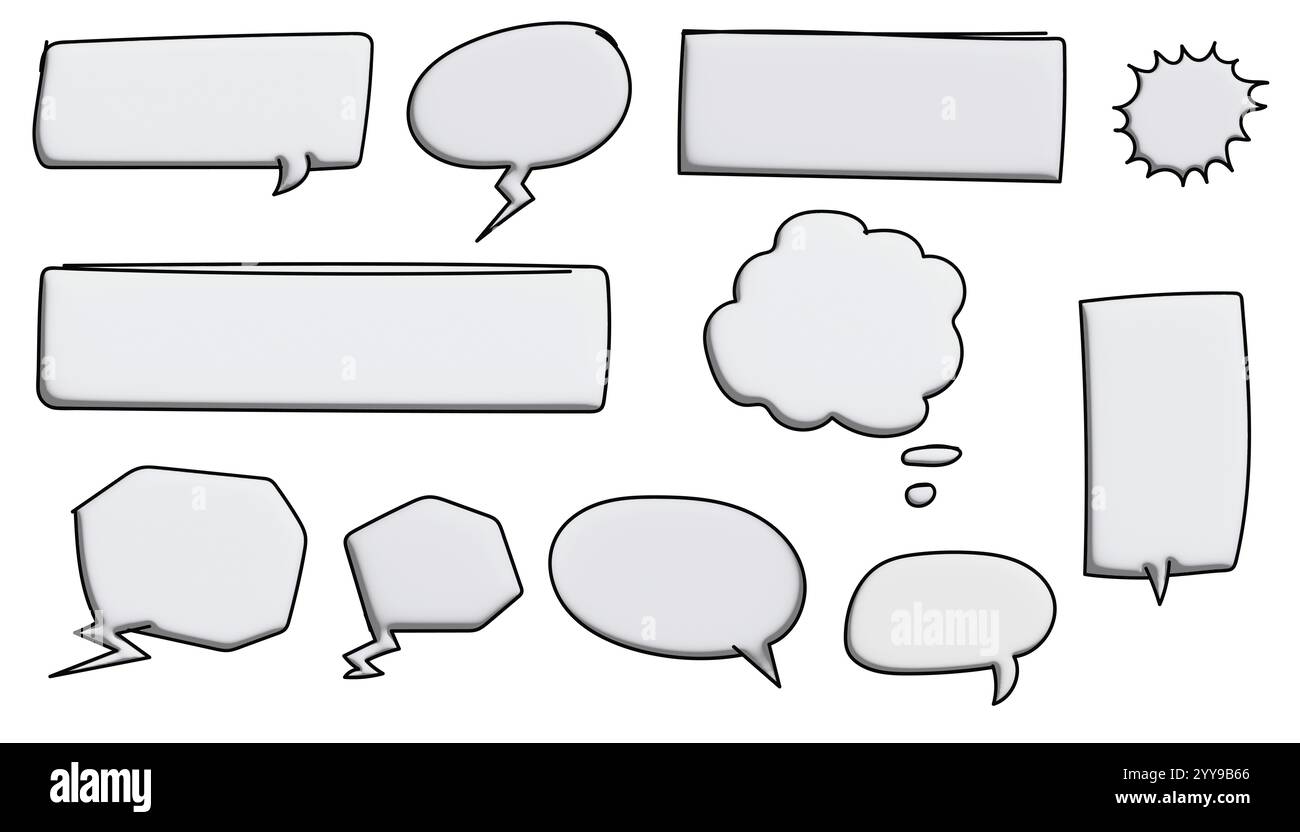 3D white bubble chat with scribble lines for modern communication ...