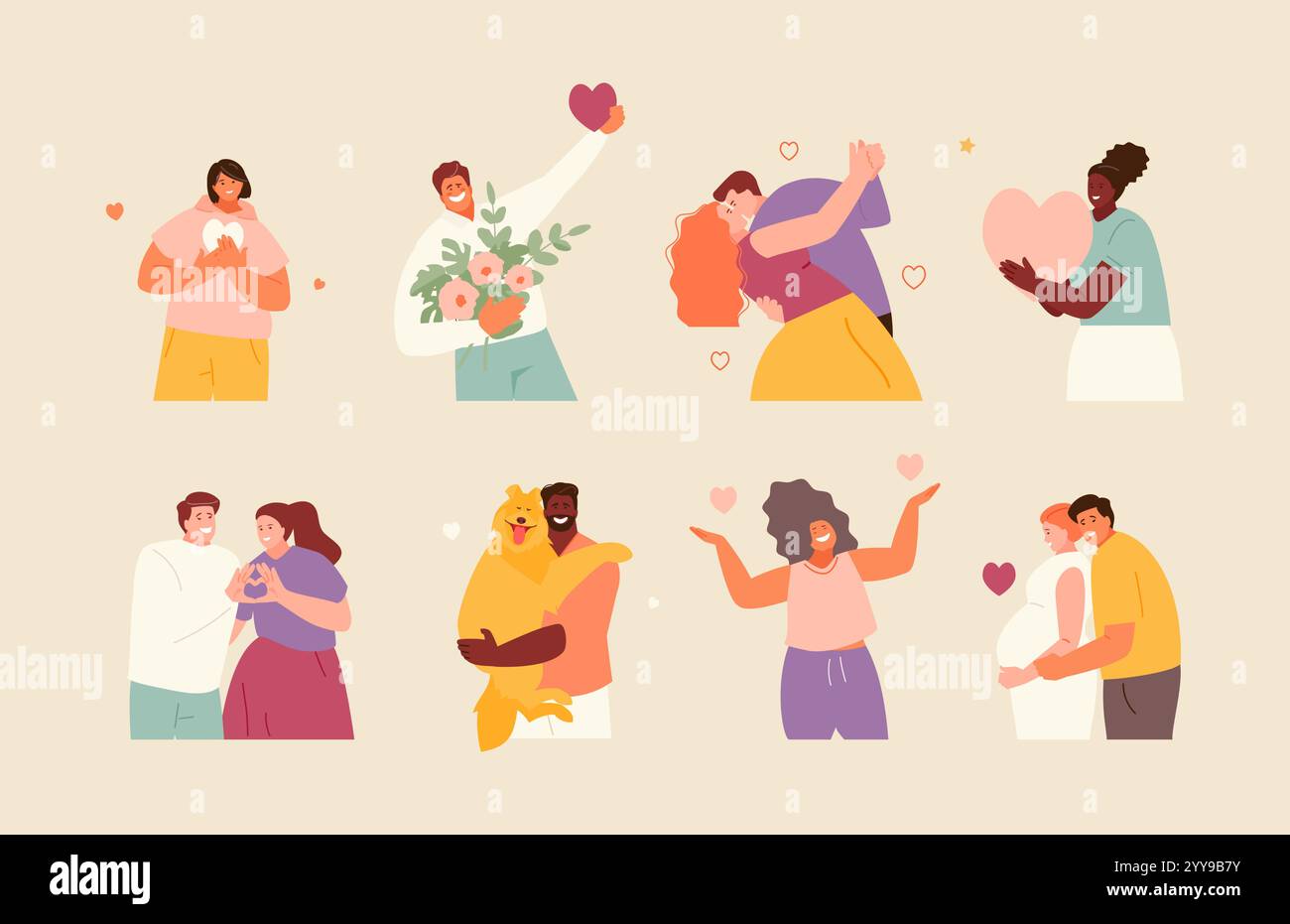 People expressing and giving love. Different kinds of love. Romance ...