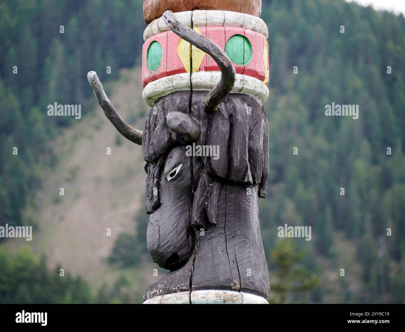 A Native indian wooden totem detail Stock Photo - Alamy
