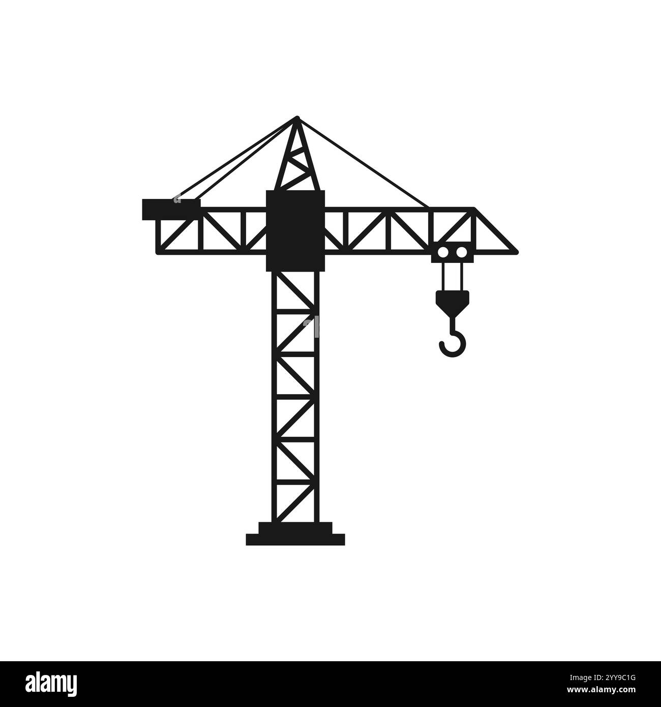 Building crane Icon Vector. Flat vector illustration in black on white ...