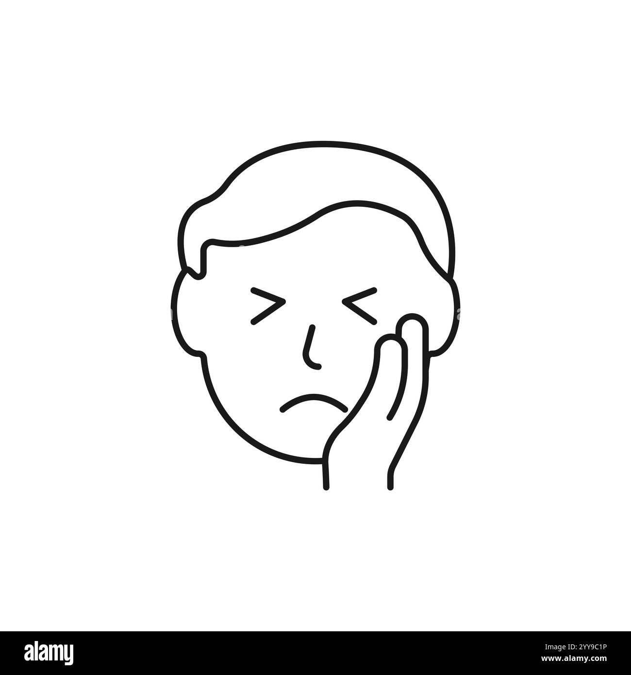 Toothache icon, Dental pain sign. Man with toothache jaw pain, Dental ...