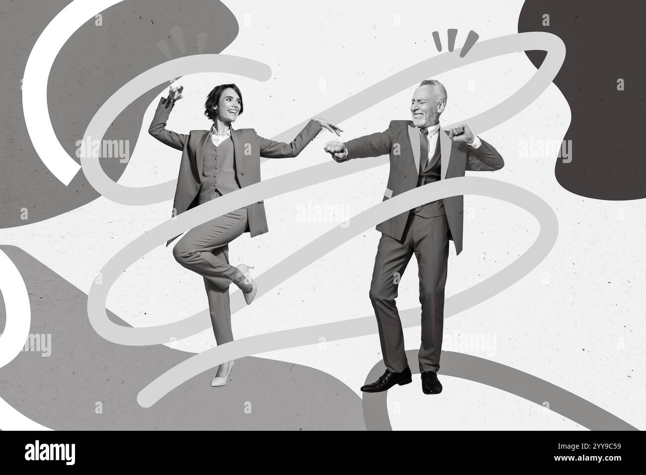 Creative abstract collage template graphics image of carefree guy lady ...