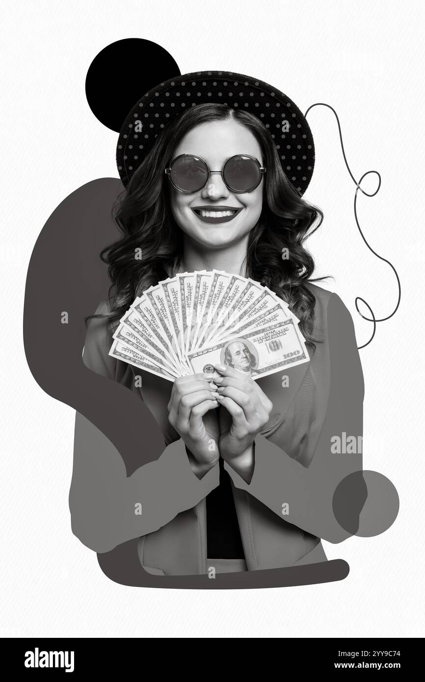 Creative photo 3d collage artwork postcard poster of positive happy ...