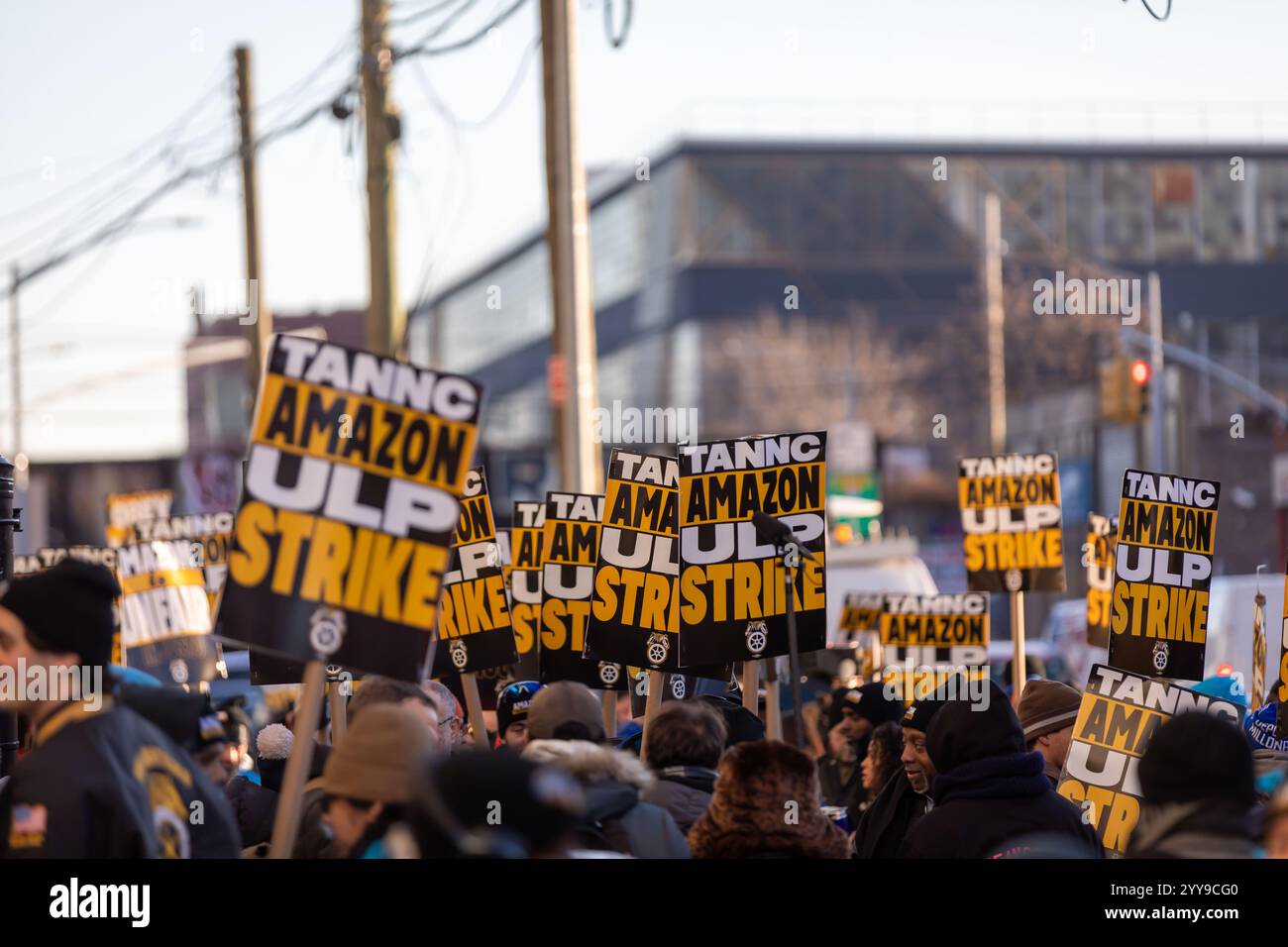 New York, United States. 19th Dec, 2024. Amazon workers? and members of ...