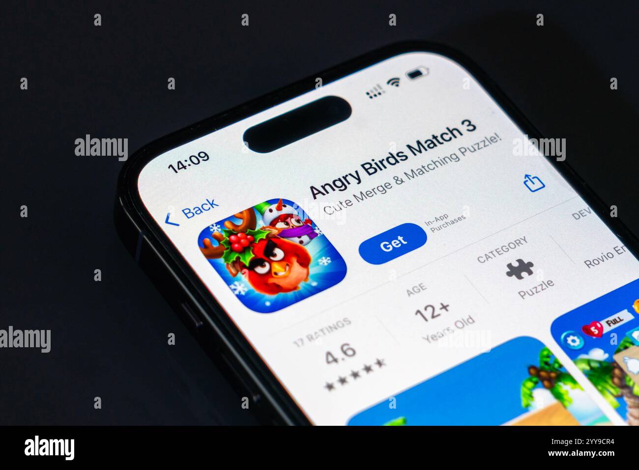 New York, USA - December 20, 2024: Angry Birds Match 3 game app ...