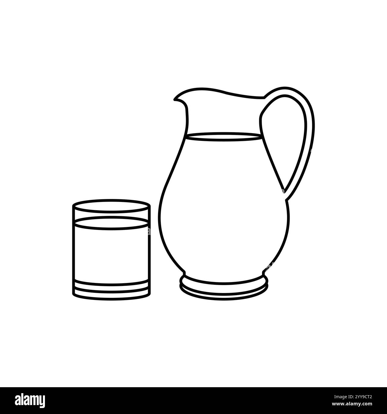Milk jug and glass of milk linear icon isolated on white background ... Milk jug and glass of milk linear icon isolated on white background ...