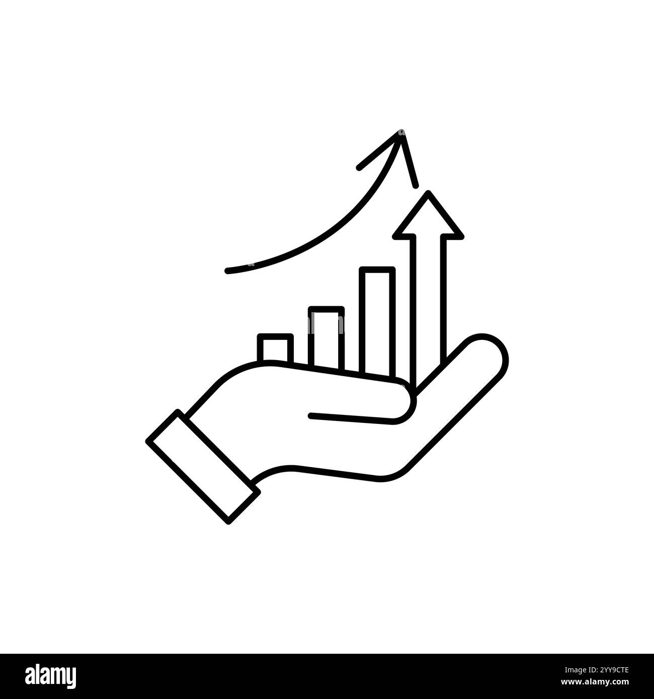 Hand and profit icon. Simple line style for web template and app ...