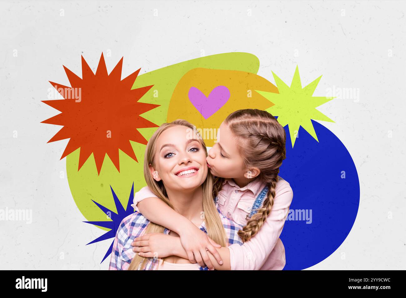 Photo collage picture young woman parentship child holiday ...