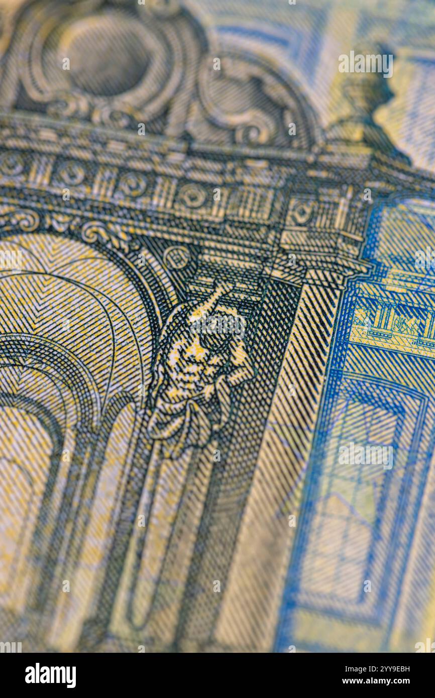 European cash paper money worth one hundred euros , details of a green ...